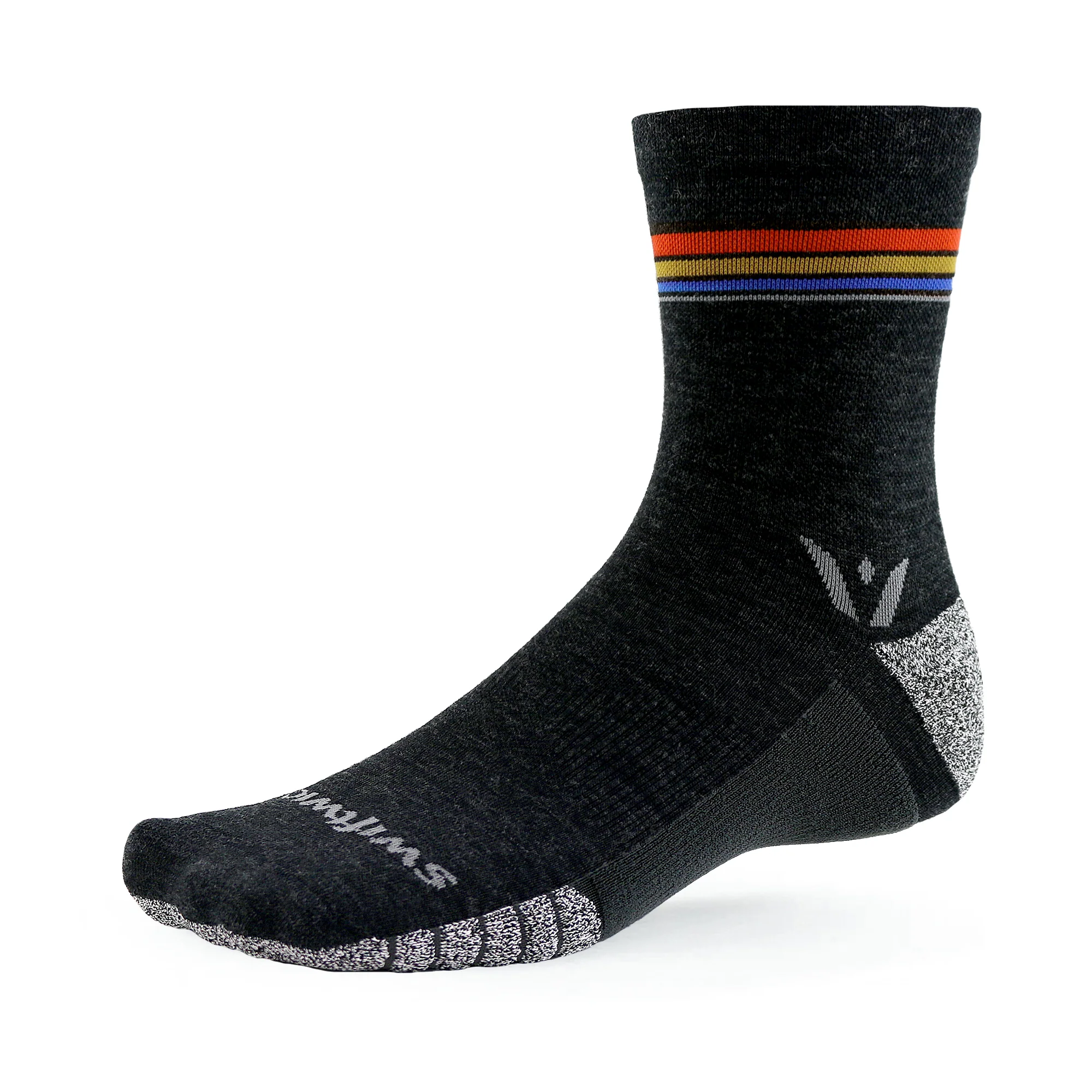 Swiftwick Flite Xt Trail Five Coal Sunset Stripe Sock | Swift Sports